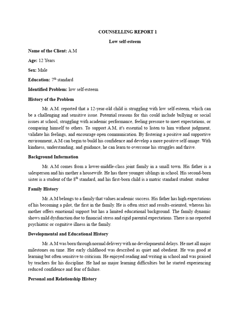 Counselling Report (1) | PDF | Anxiety | Cognitive Behavioral Therapy