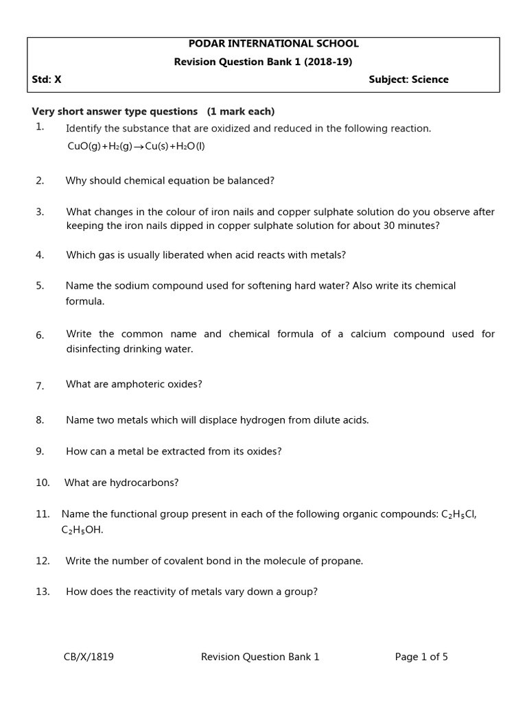 Qp Cb x Chem Rqb 1 | PDF | Chemical Compounds | Chemical Reactions