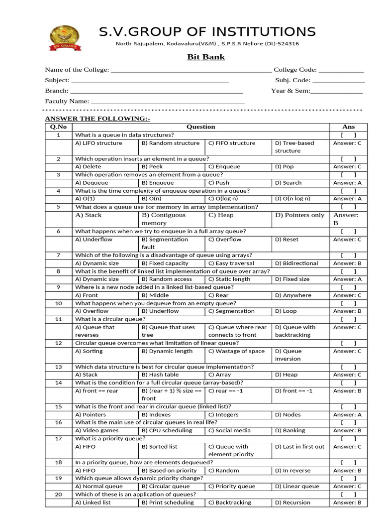 Diploma Ds Bit-unit4 | PDF | Queue (Abstract Data Type) | Algorithms And Data Structures