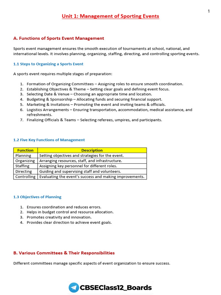 Sports Event Management Essentials | PDF | Tournament | Referee