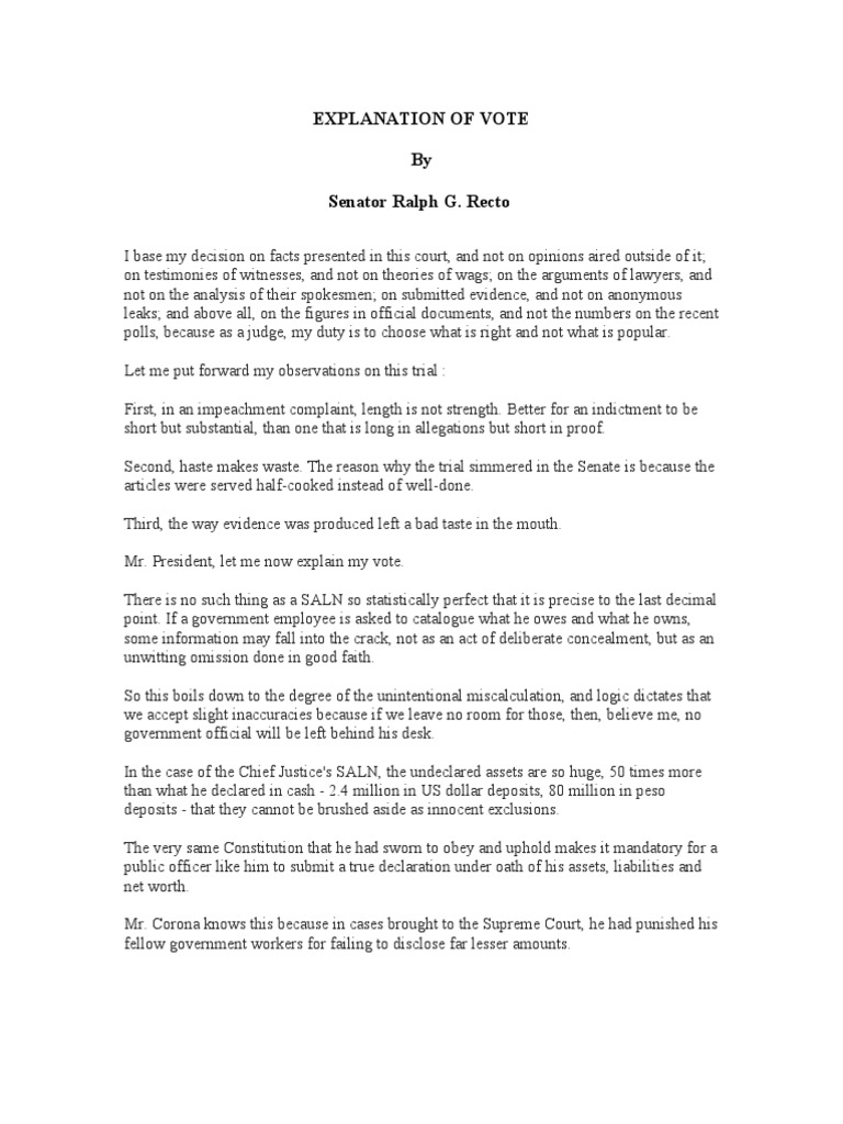 Senator Ralph Decision Impeachment | PDF | Impeachment | Social ...