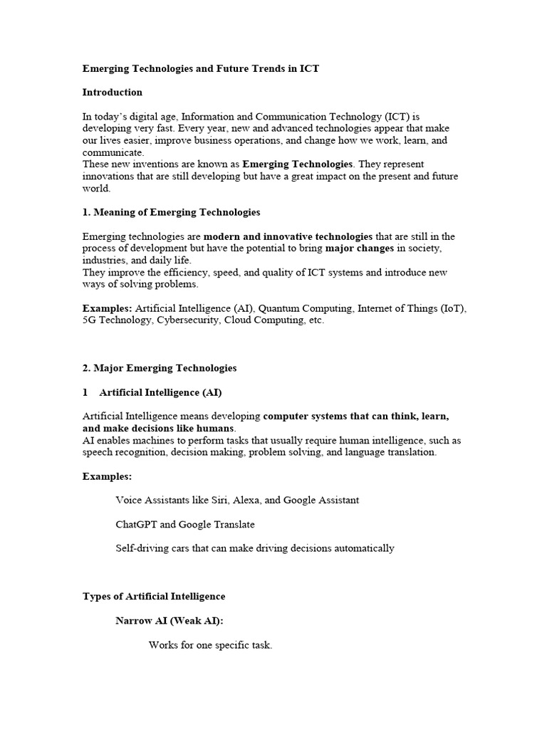 Future Trends in Emerging ICT Technologies | PDF | Virtual Reality ...