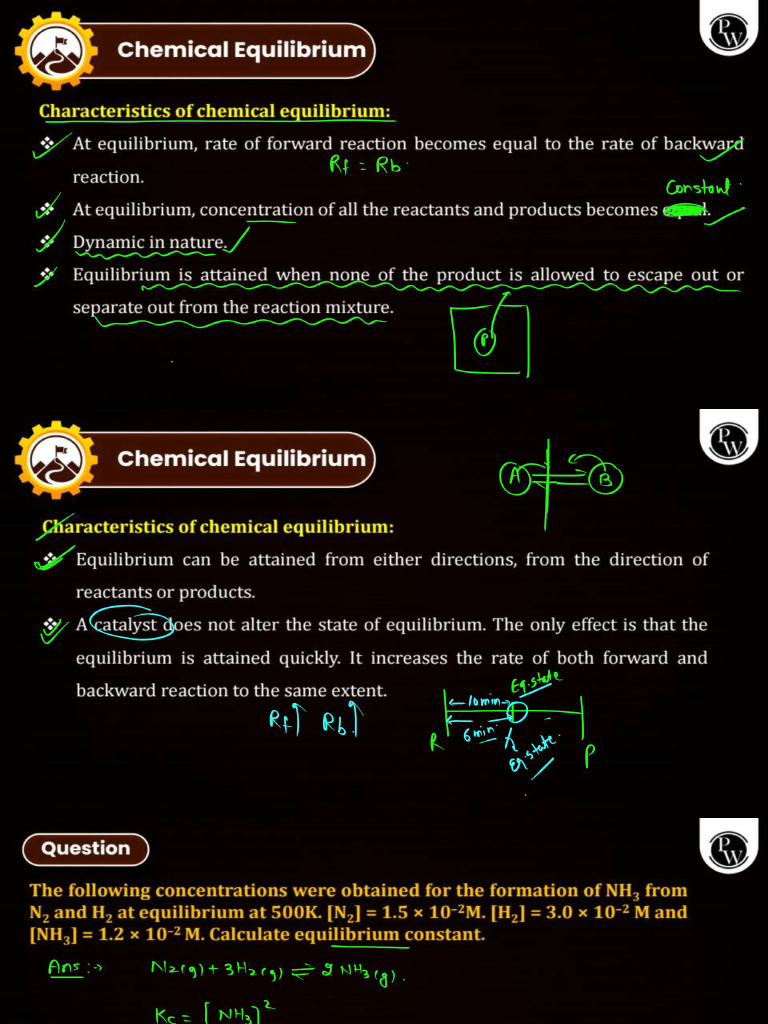 Chemical Equilibrium Class Notes (One Shot) - Removed | PDF