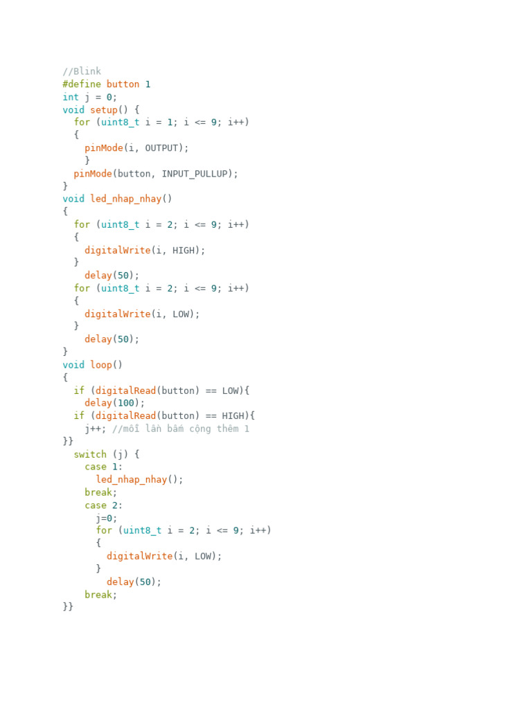 Arduino LED Blink Code Example | PDF
