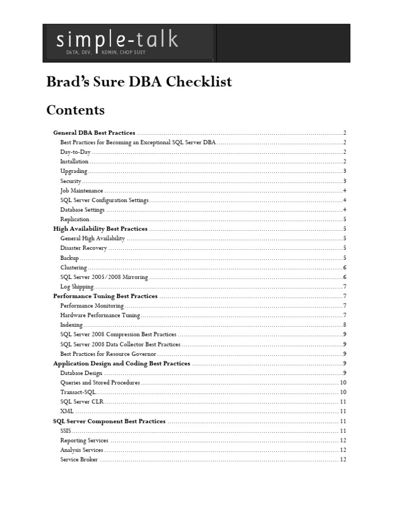 Essential SQL Server DBA Best Practices | PDF | Computers