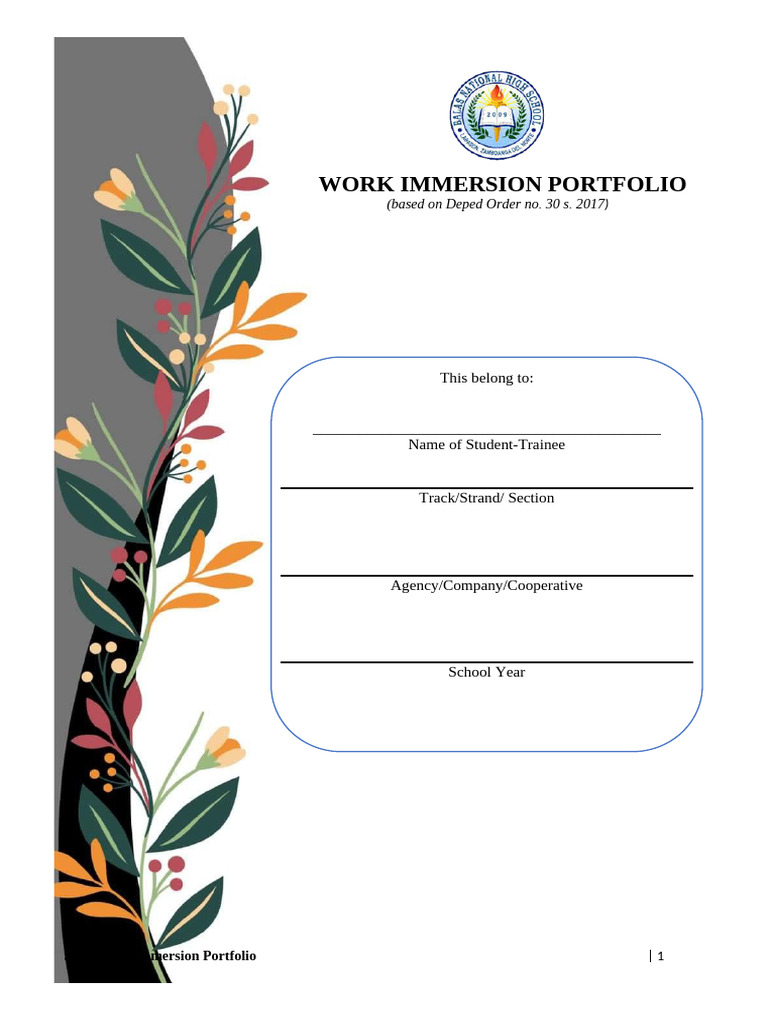 SHS Work Immersion Portfolio Guide | PDF | Job Interview | Social ...