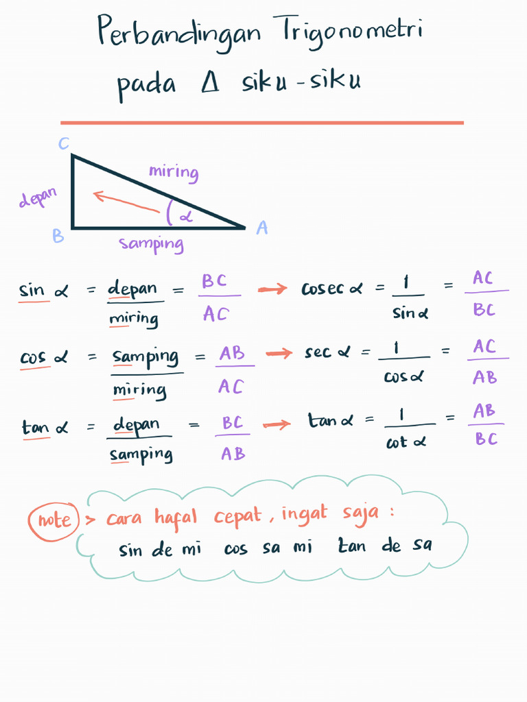 Perbandingan Trigonometri Pada Segitiga Siku-siku | PDF