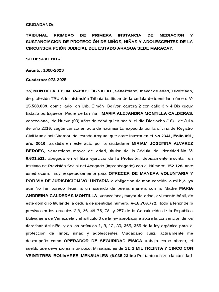 Escrito de Ofrecimiento Rafael Ignacio | PDF | Venezuela | Gobierno