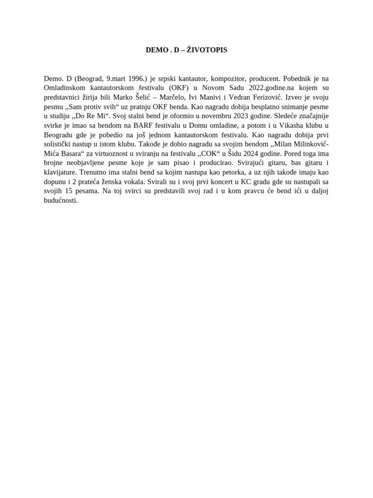 Demo. D Biografija | PDF