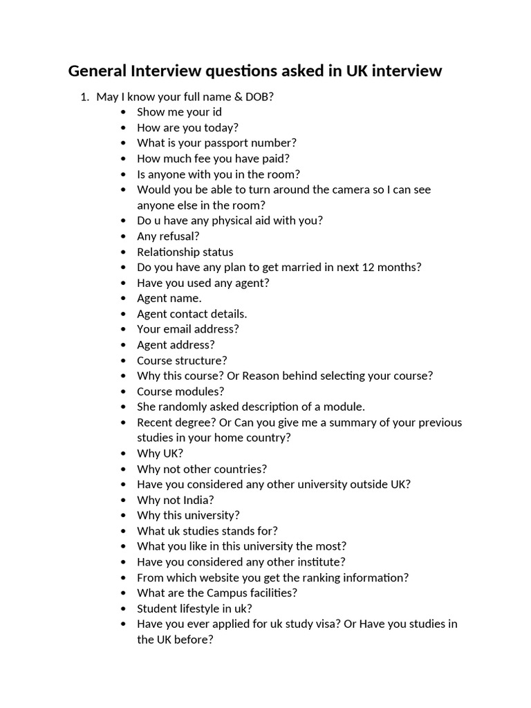 General Interview Questions Asked in Uk Interviews May I Know Your Full ...