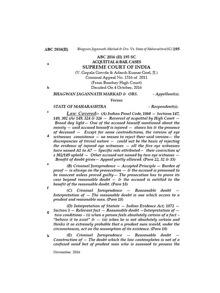 Supreme Court Ruling: Markad vs. Maharashtra | PDF | Burden Of Proof ...