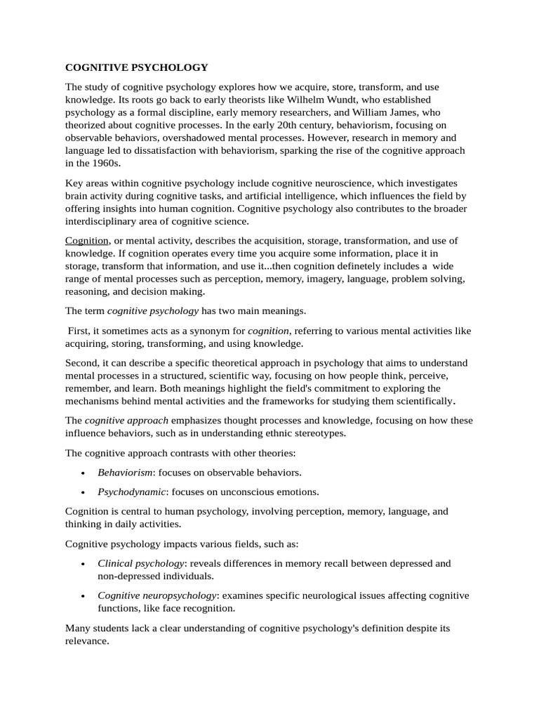 Cognitive Psychology -Module 1 | PDF | Psychophysics | Cognition