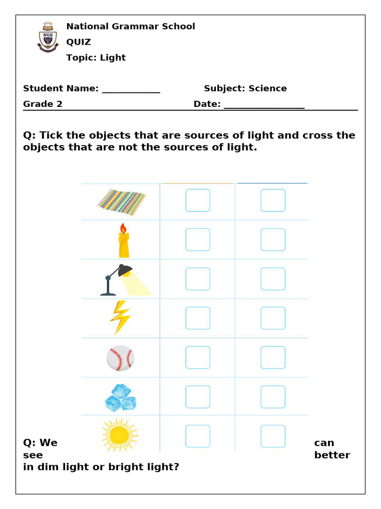 Changed Quiz Grade 2 Light | PDF