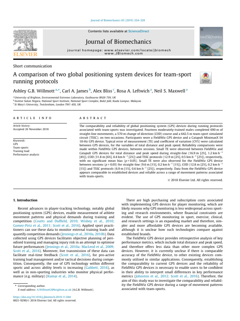 GPS Device Comparison for Team Sports | PDF | Global Positioning System ...