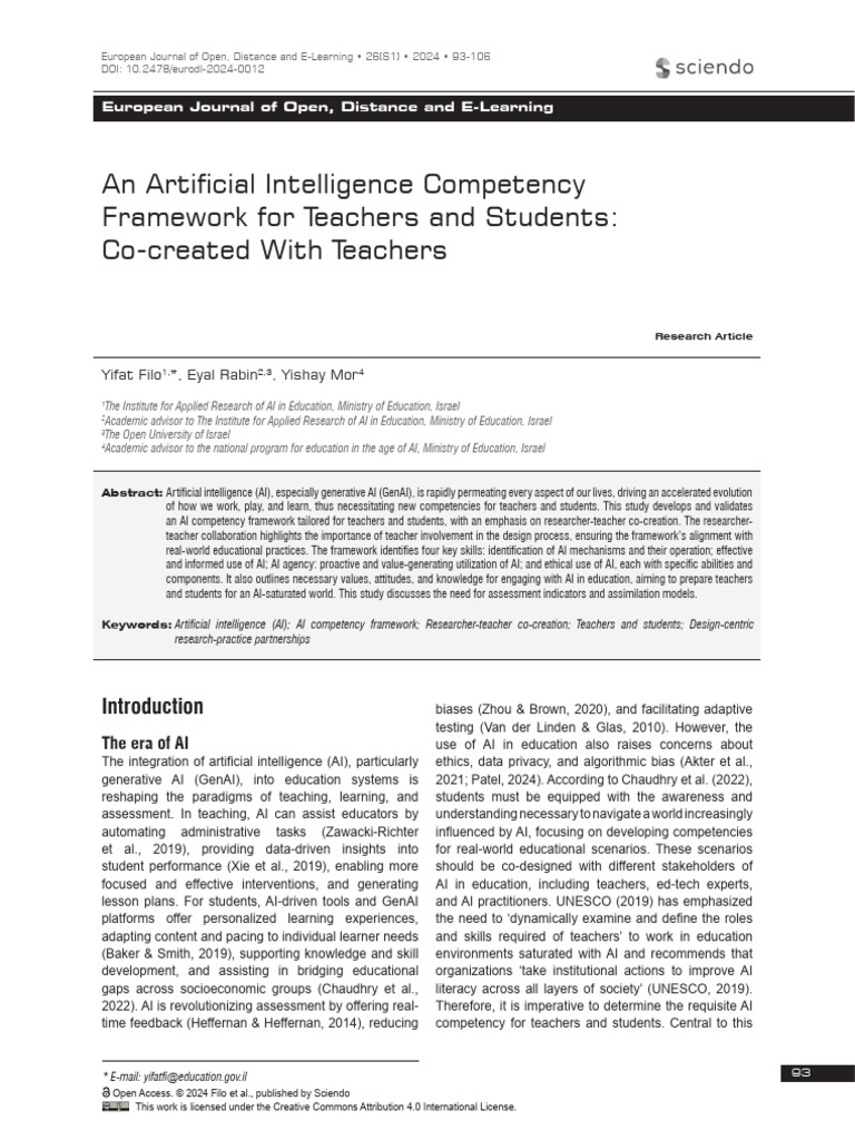 AI Competency Framework for Education | PDF | Intelligence (AI ...
