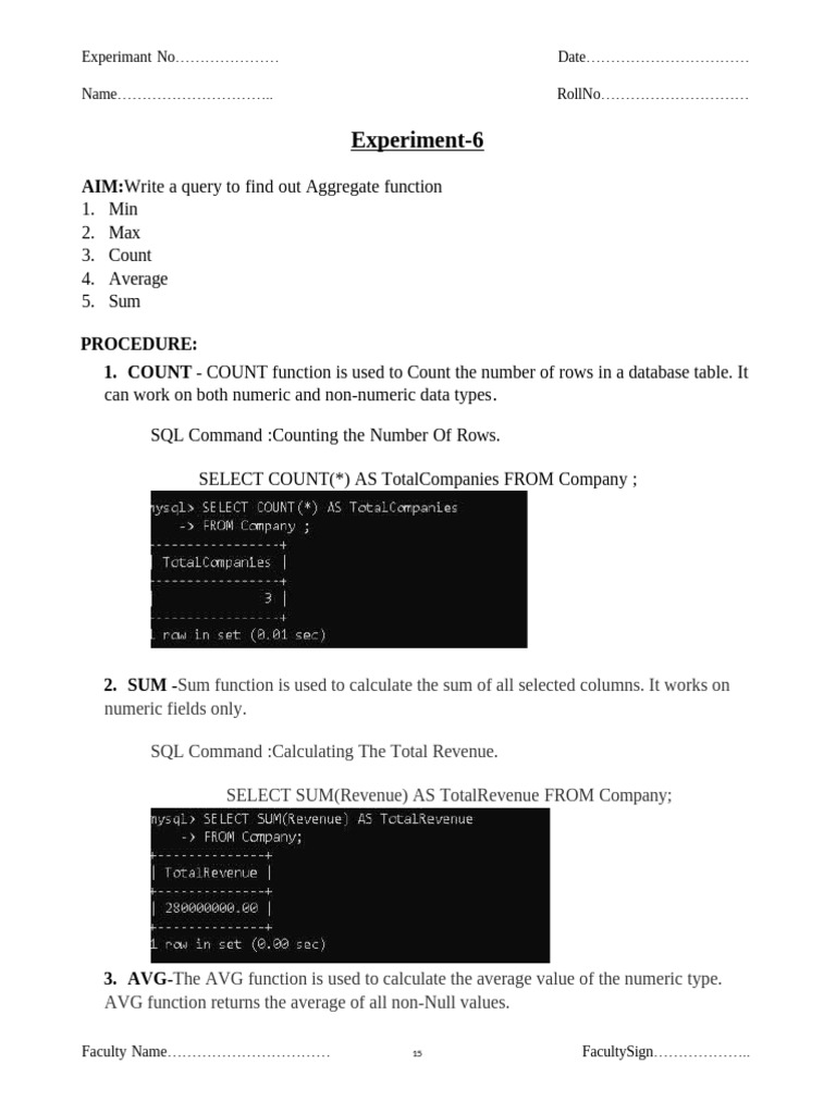dbms lab6,7,8 | PDF | Computer Programming | Computing