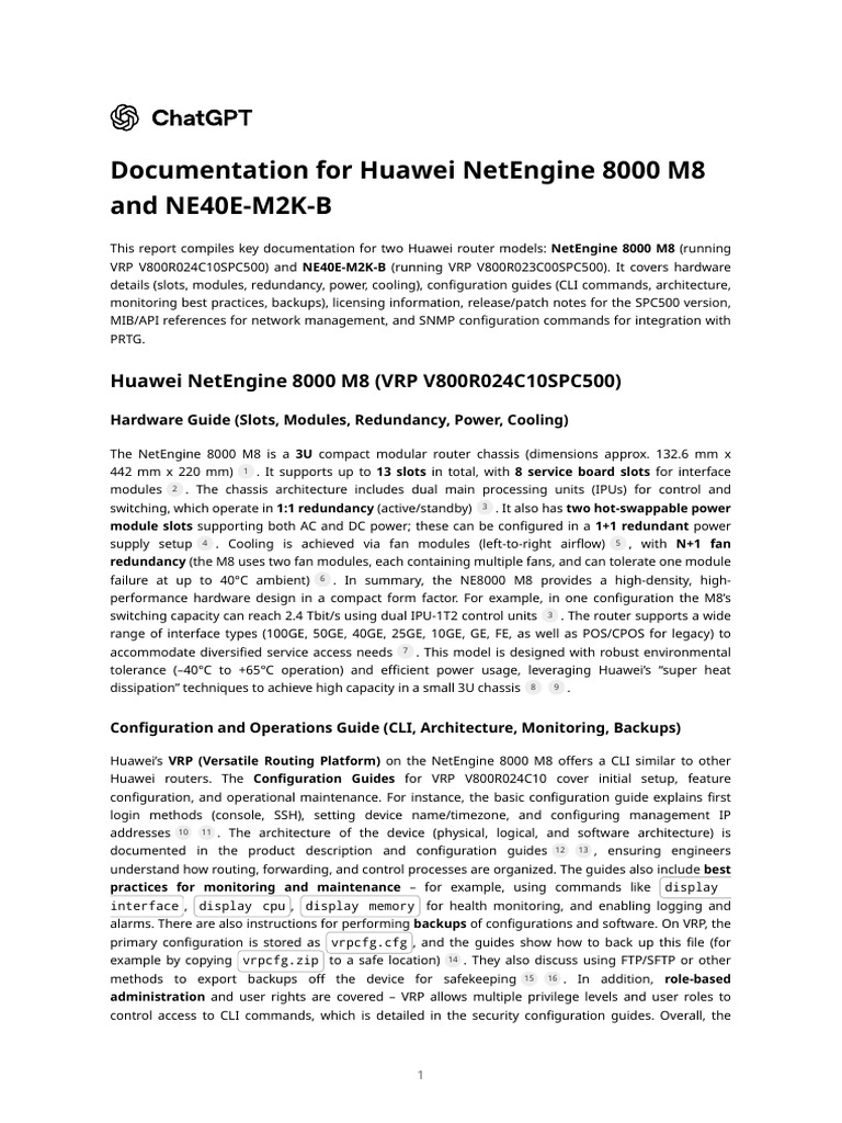 Documentation for Huawei NetEngine 8000 M8 and NE40E-M2K-B | PDF | File ...