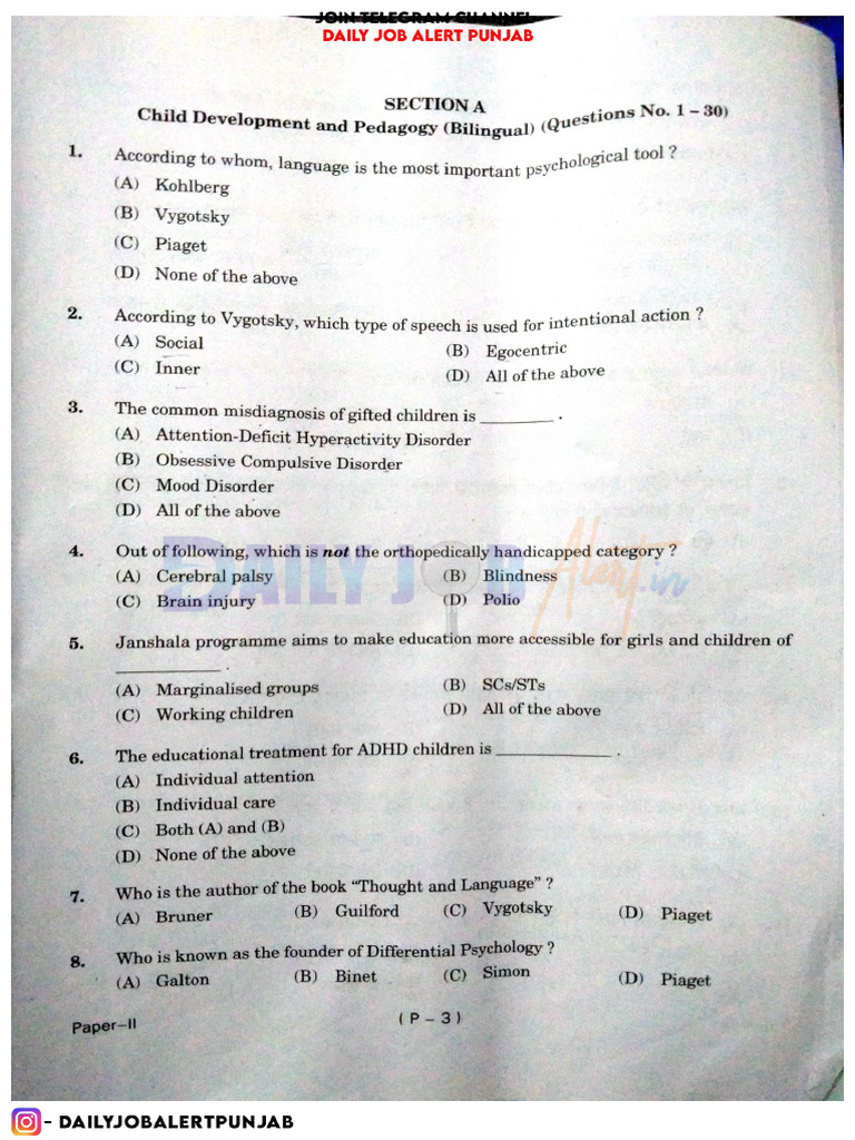 PSTET Paper 2 Math and Science Dec 2021 | PDF