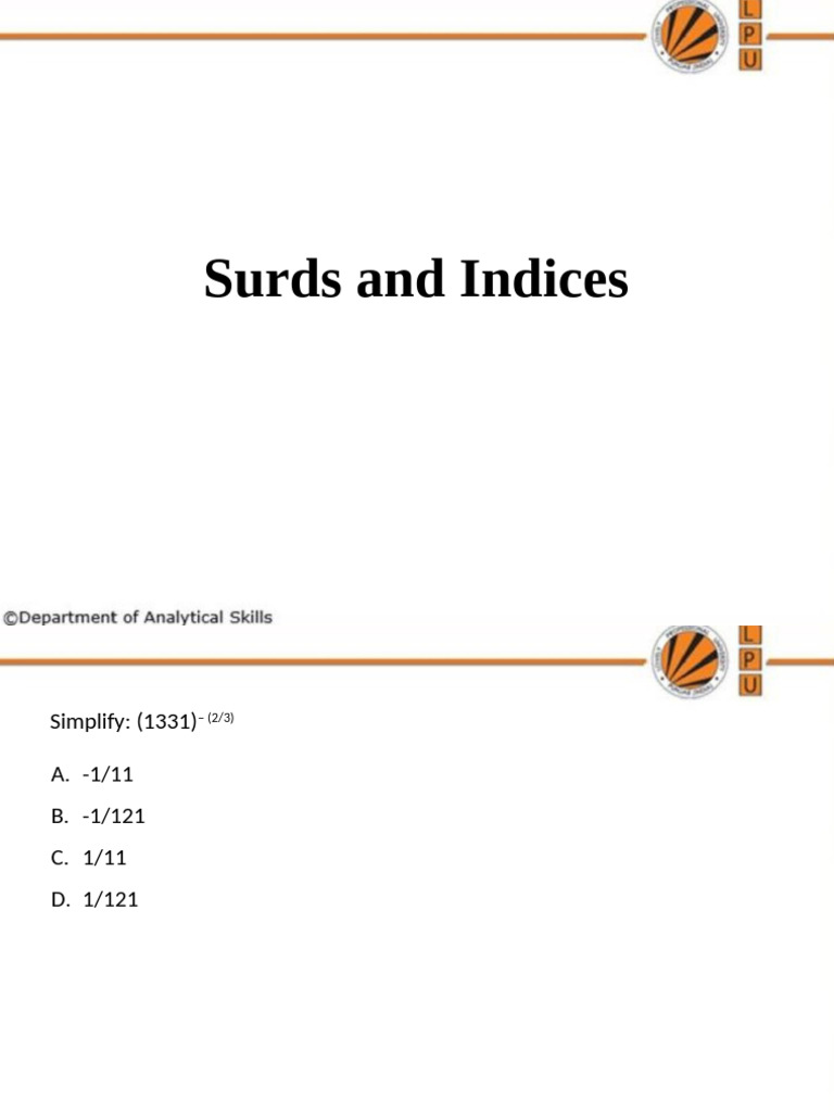 Surds and Indices | PDF