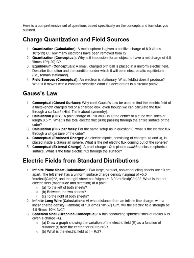 Charge Quantization and Electric Fields | PDF | Electric Field | Sphere