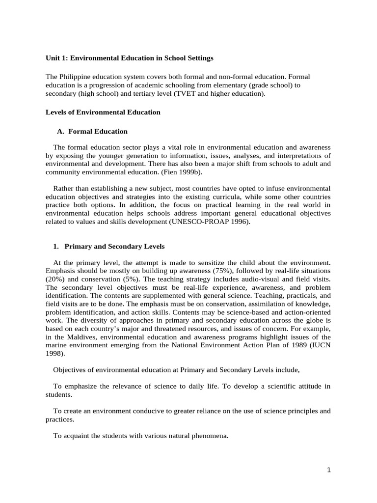 Levels of Environmental Education | PDF | Attitude (Psychology) | Learning