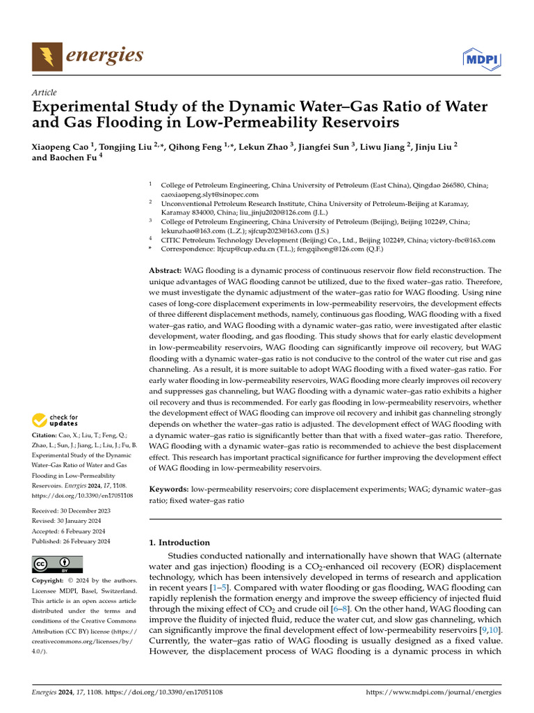 Experimental Study of The Dynamic Water-Gas Ratio | PDF | Petroleum ...
