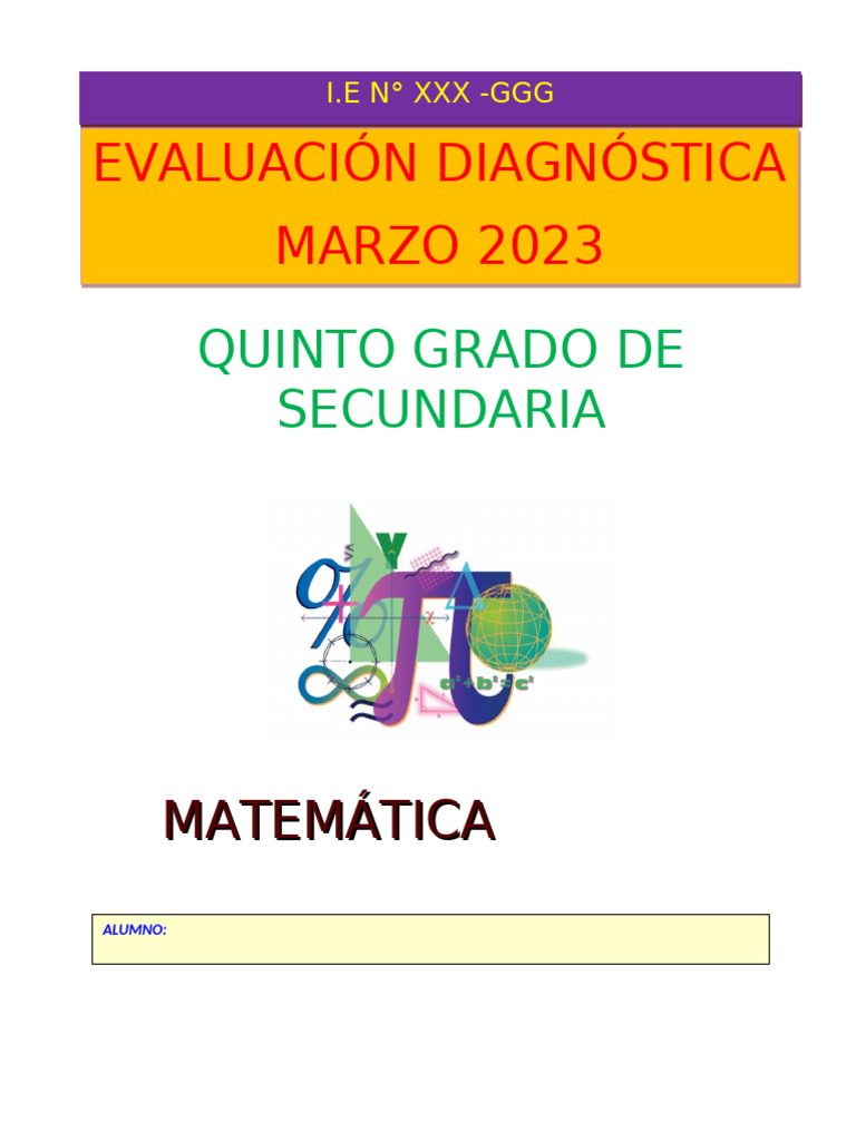 5° Grado Evaluacion Diagnostica | PDF | Evaluación