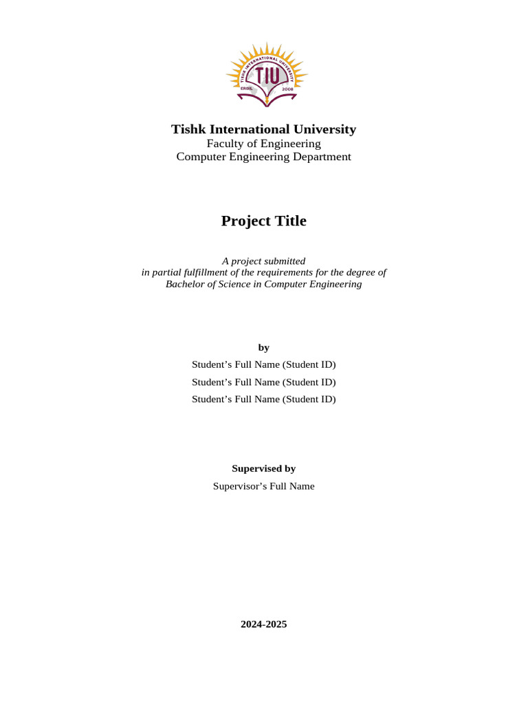 CMPE Graduation Project Report Template v2 | PDF | International System Of Units