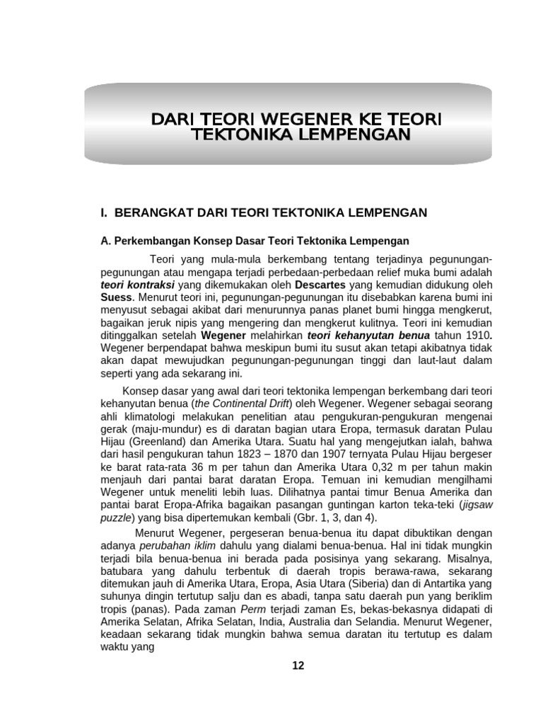 Teori Tektonika Lempeng dan Pergeseran Benua | PDF