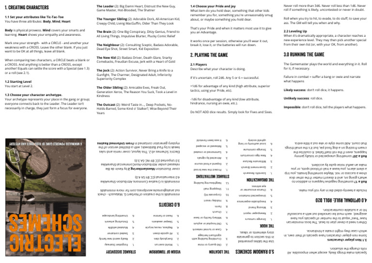 Electric Schemes Core Rules v0.1 | PDF | Tabletop Games