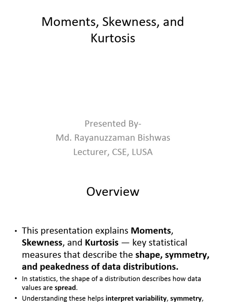 Understanding Moments, Skewness, Kurtosis | PDF | Skewness | Standard ...