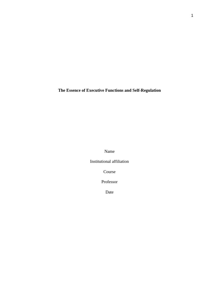 The Essence of Executive Functions and Self-Regulation | PDF ...