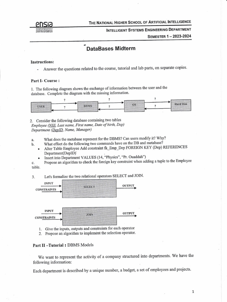 Databases Midterm_Exam 2023-2024 | PDF | Databases | Sql