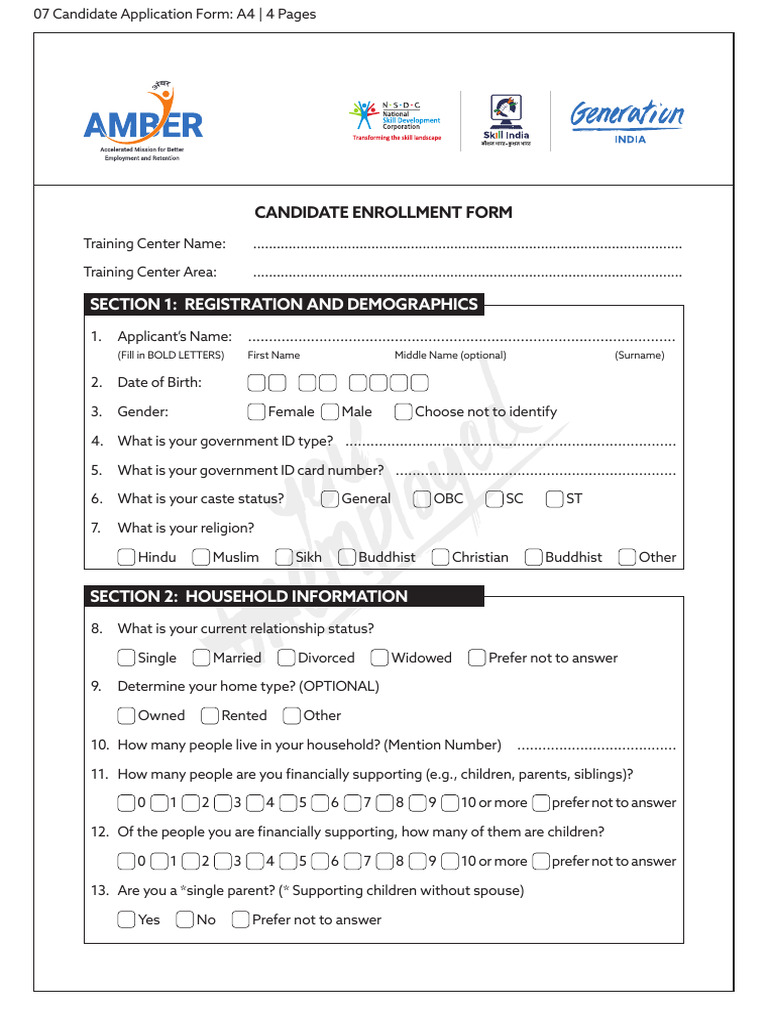 07 Candidate Application Form | PDF | Online And Offline