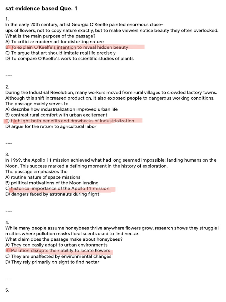 Sat Evidence Based Que 1 ANSWER | PDF | Bat | Multilingualism