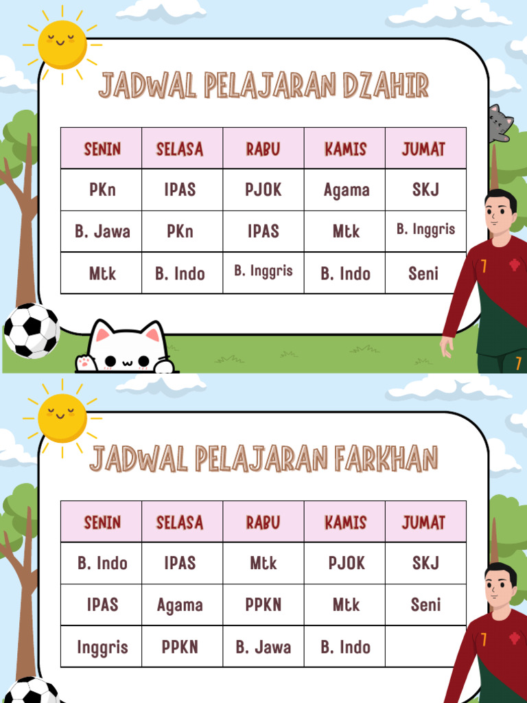 Class Timetable Planner in Green Blue Cute Style | PDF