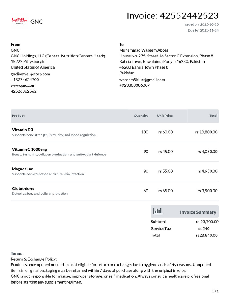 Invoice - 42552442523 | PDF