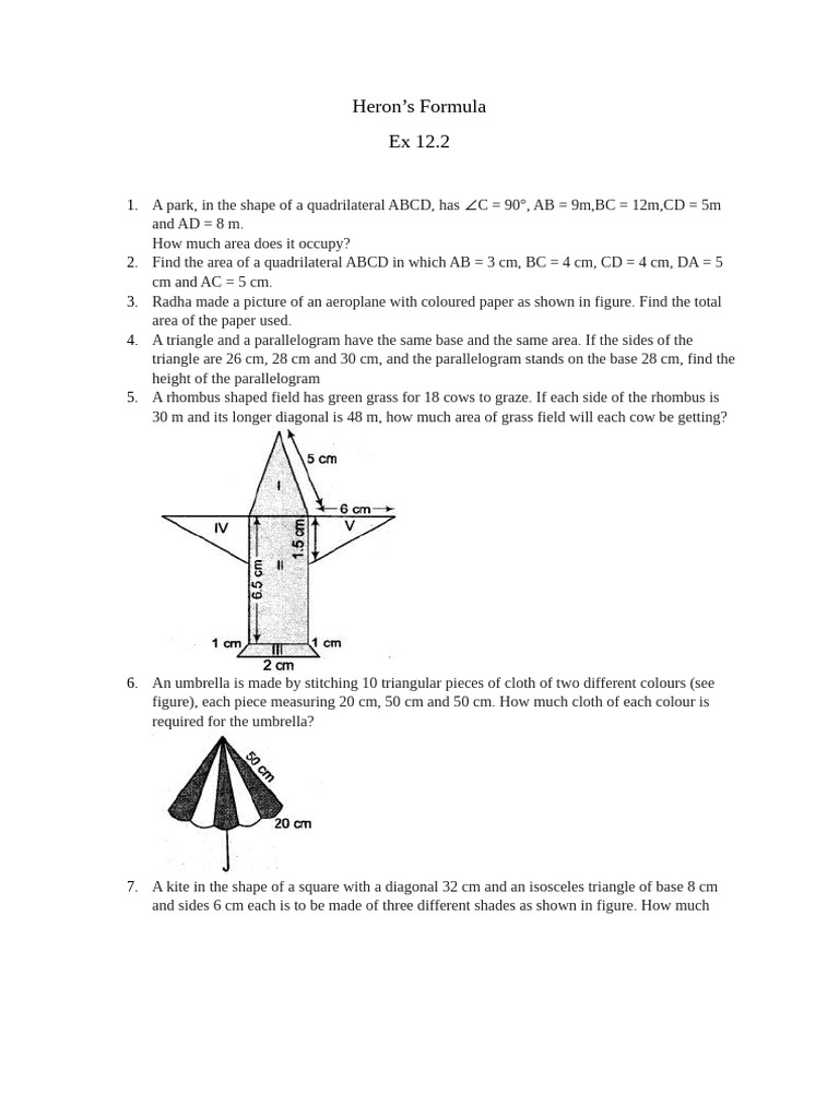 Herons Formula Ex 12.2 Old Textbook | PDF