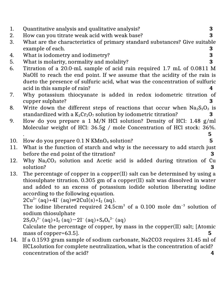 Lab Final Quiz Chem 4122 | PDF | Titration | Chemistry