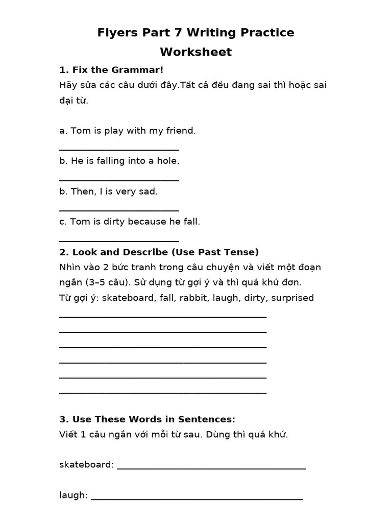 Unit 5 - Flyers Part 7 Writing Practice Worksheet | PDF