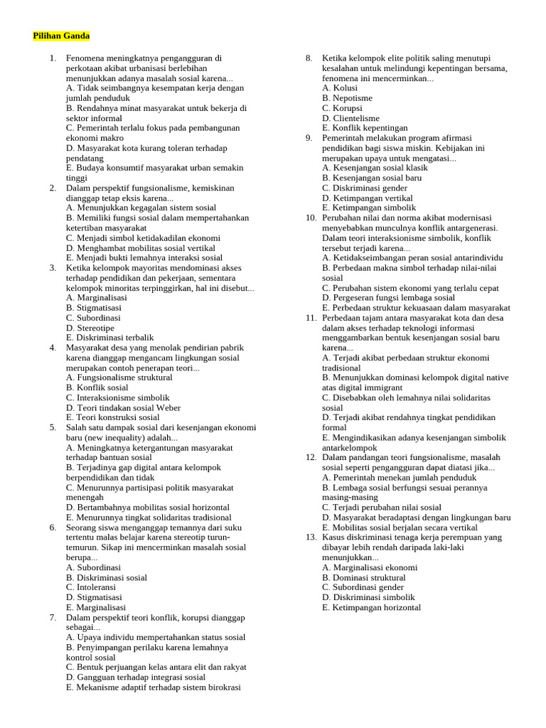 Soal Asesmen TP 1 2 dan 3 BAB II SOSIOLOGI TA 25 26 (5) | PDF