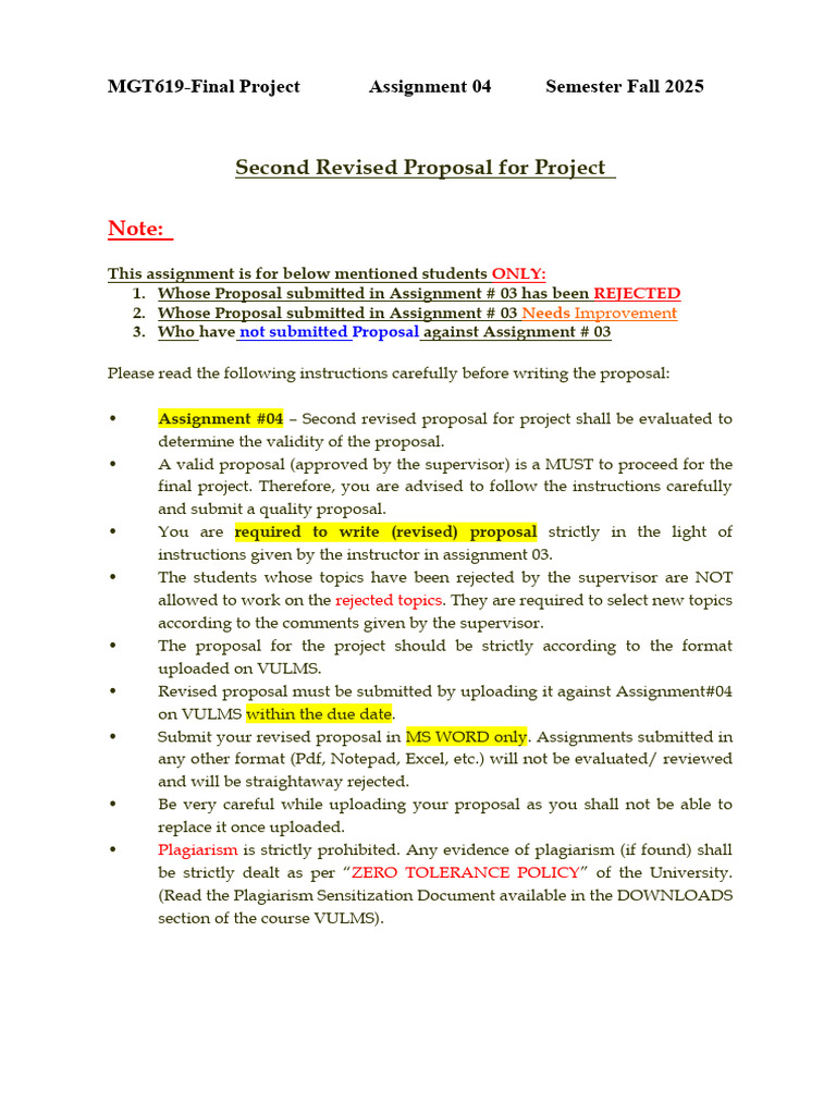Revised Project Proposal Guidelines | PDF
