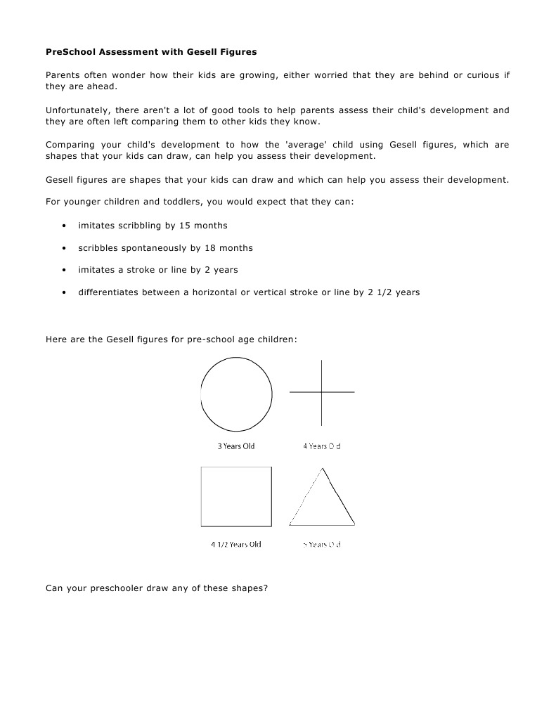 Gesell Drawing Test for Child Development | PDF | Self-Improvement ...
