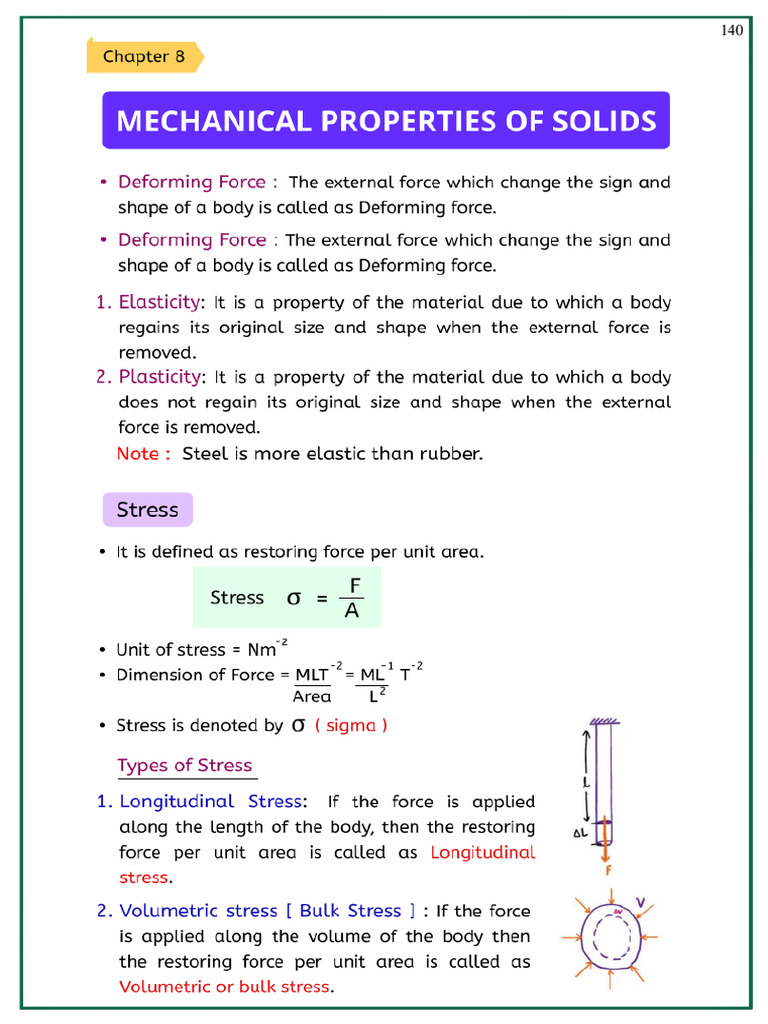 8. Mechanical Property of Solids | PDF