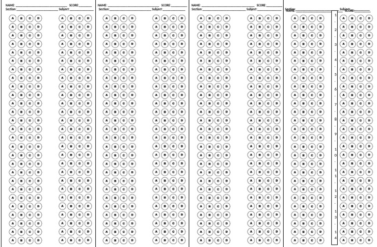 Answer Sheet Shading ABC | PDF