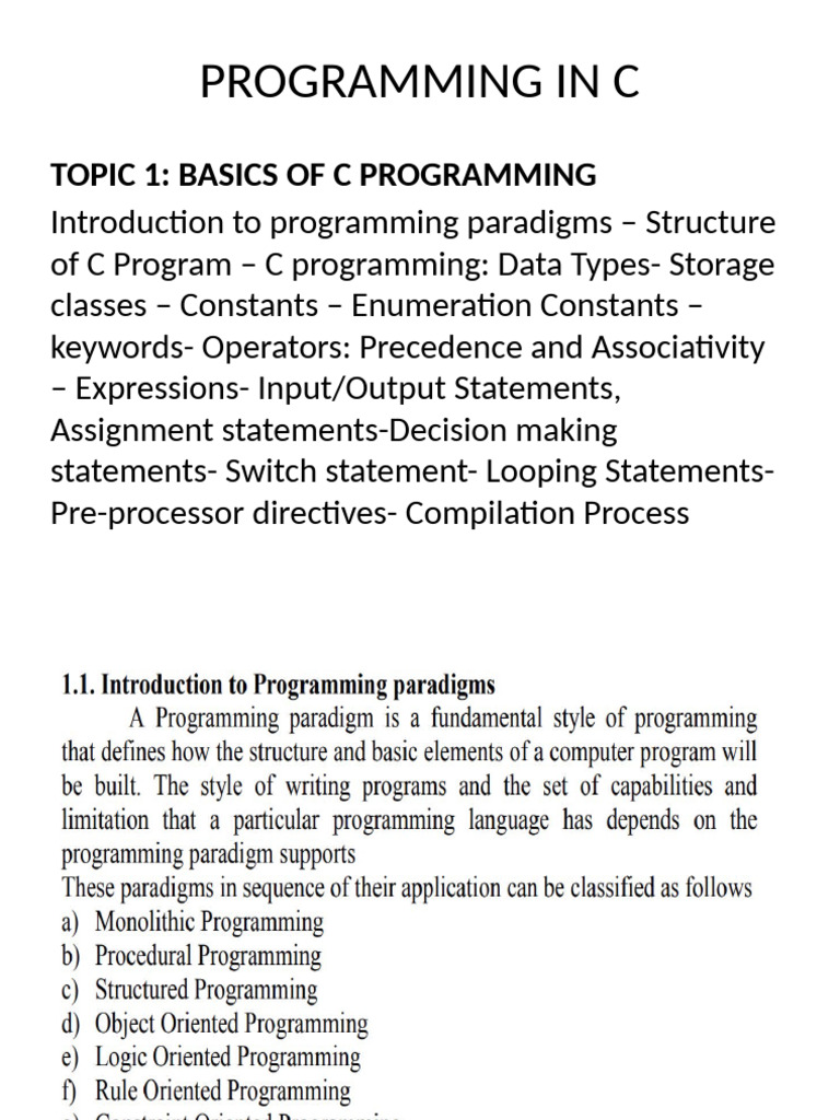 c prog-placement ppt | PDF | Programming Paradigms | Computer Programming