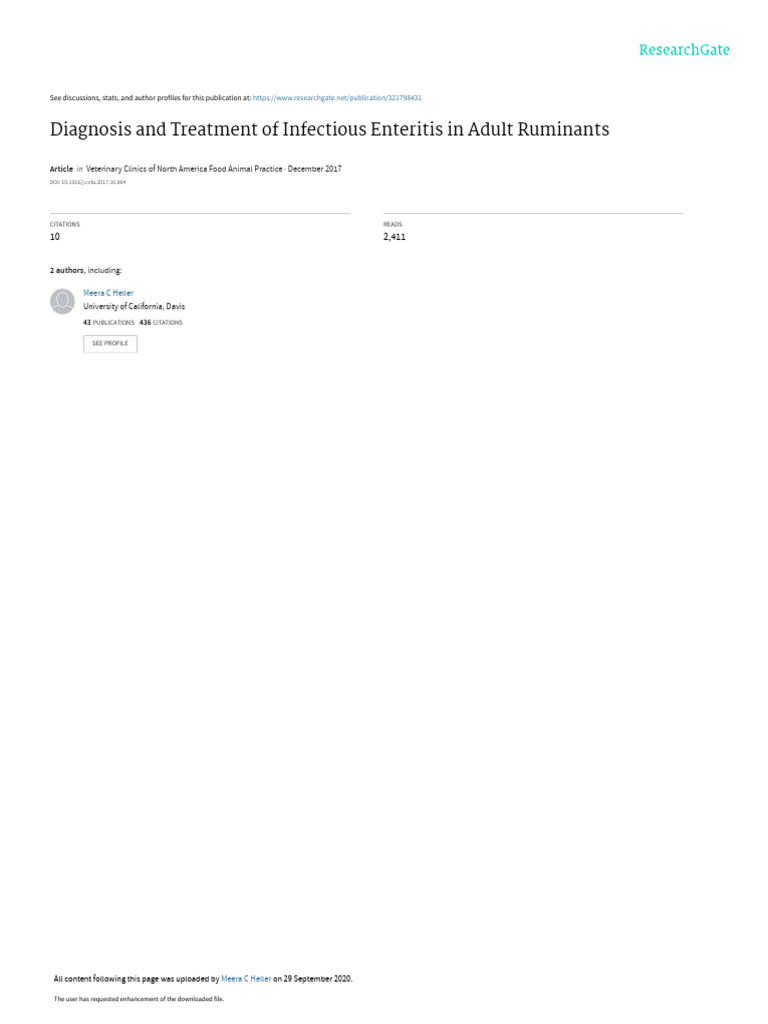 Diagnosis and Treatment of Infectious Enteritis in | PDF | Blood Plasma ...