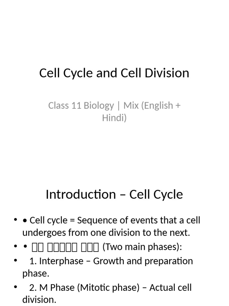 Cell Cycle and Cell Division Class11 Mix | PDF