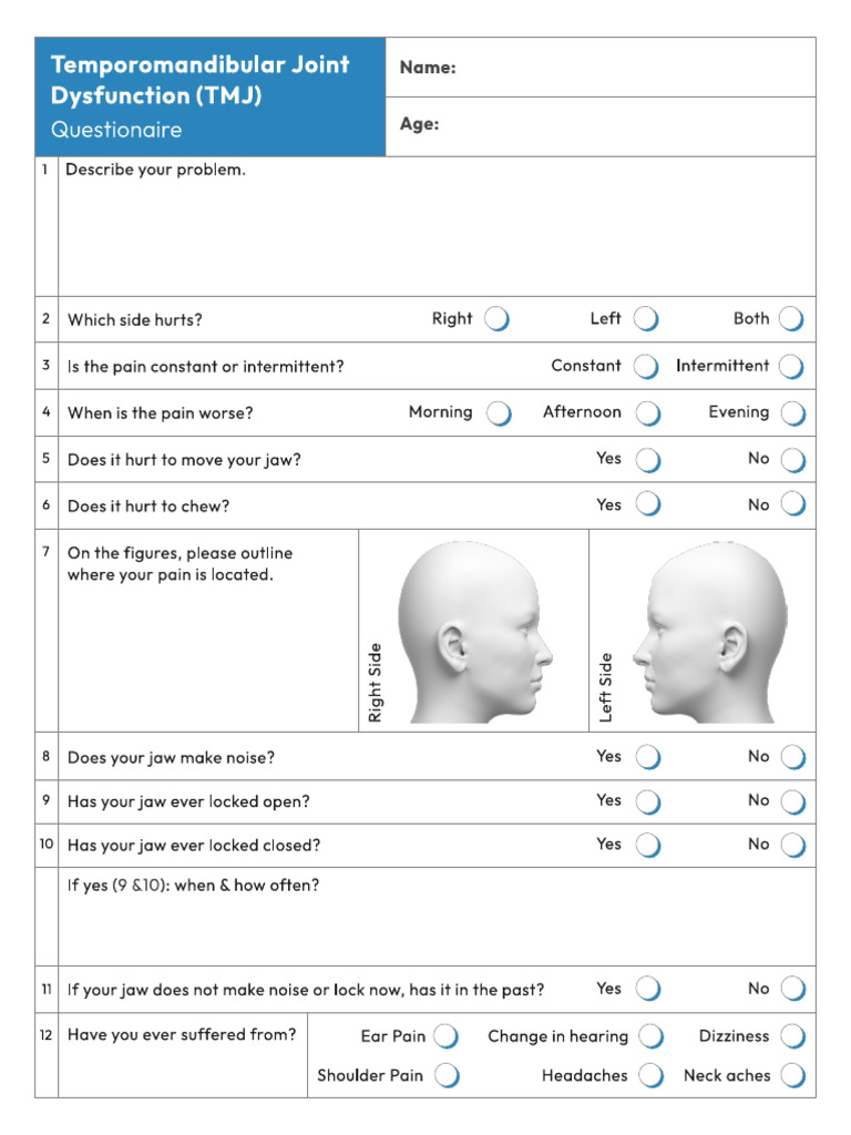 TMJ Questionaire Digital | PDF