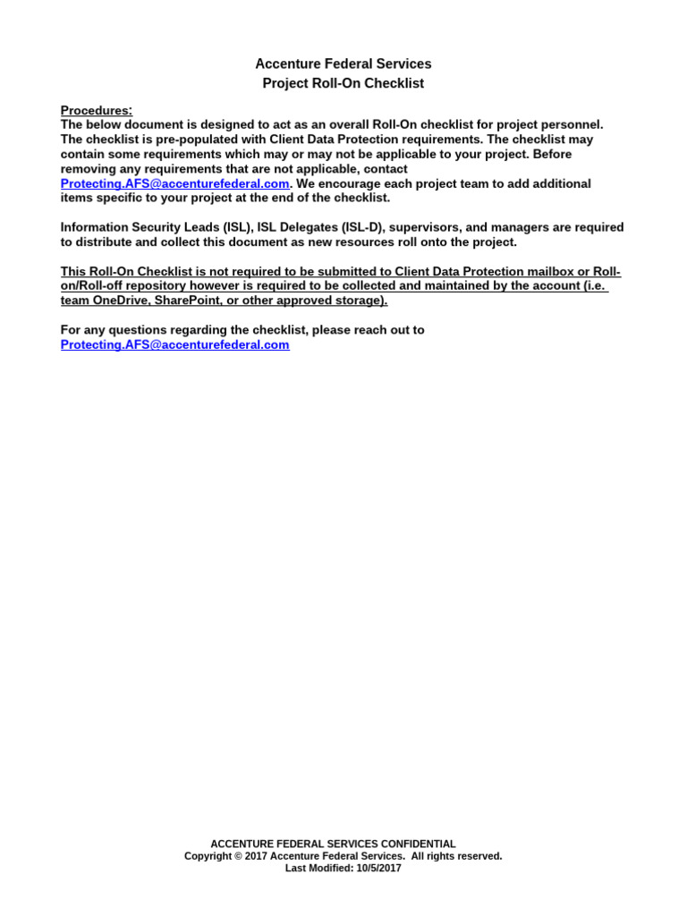 AFS Roll-On Checklist | PDF | Computing | Information Technology